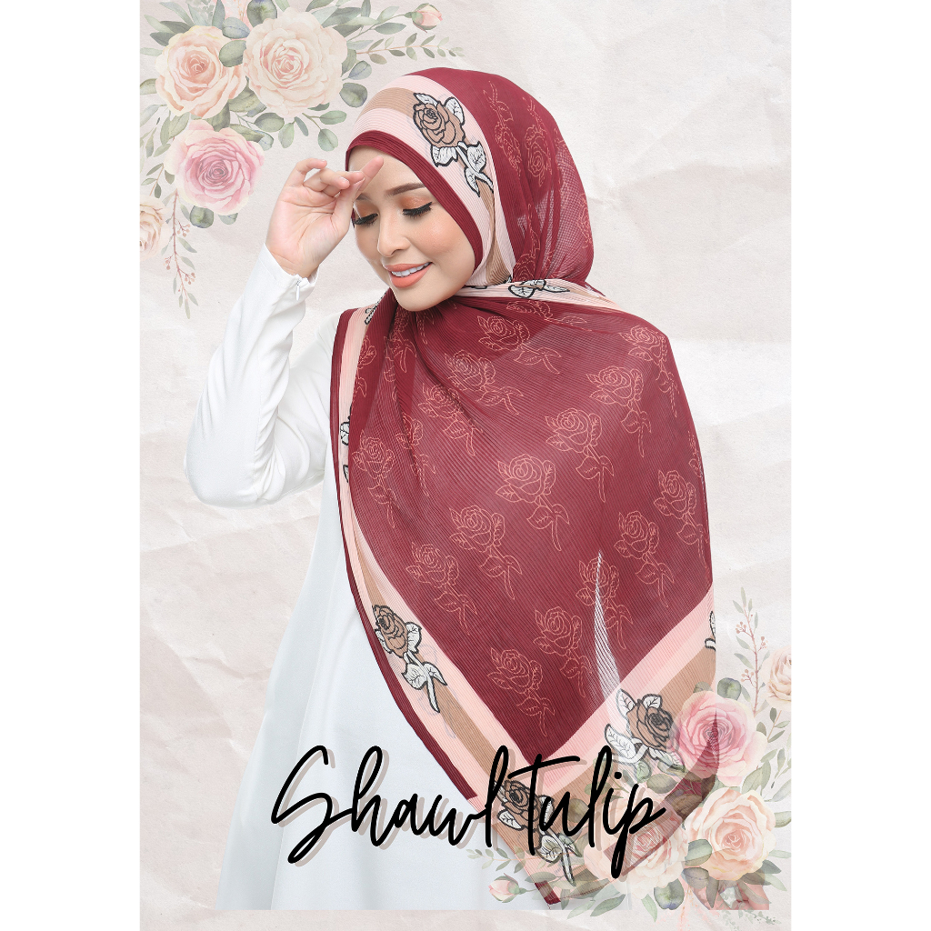 Shawl Maya Pleated Crush Corak | Shawl Premium Chiffon Pleated Halus ...