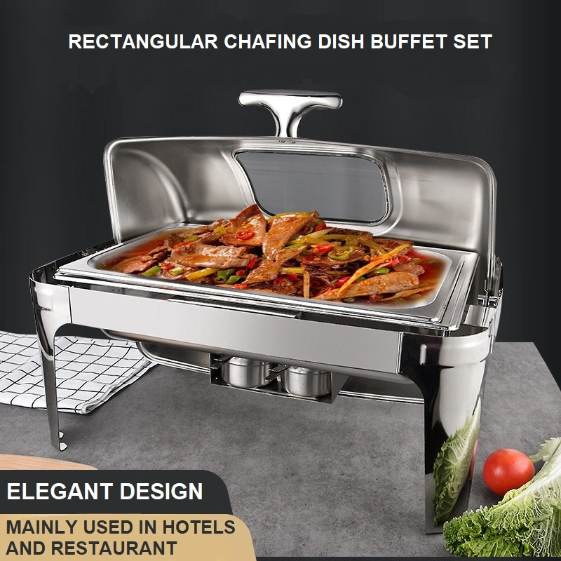 723 SQ Stainless Steel Full Size Roll Top Chafing Dish Buffet Set ...