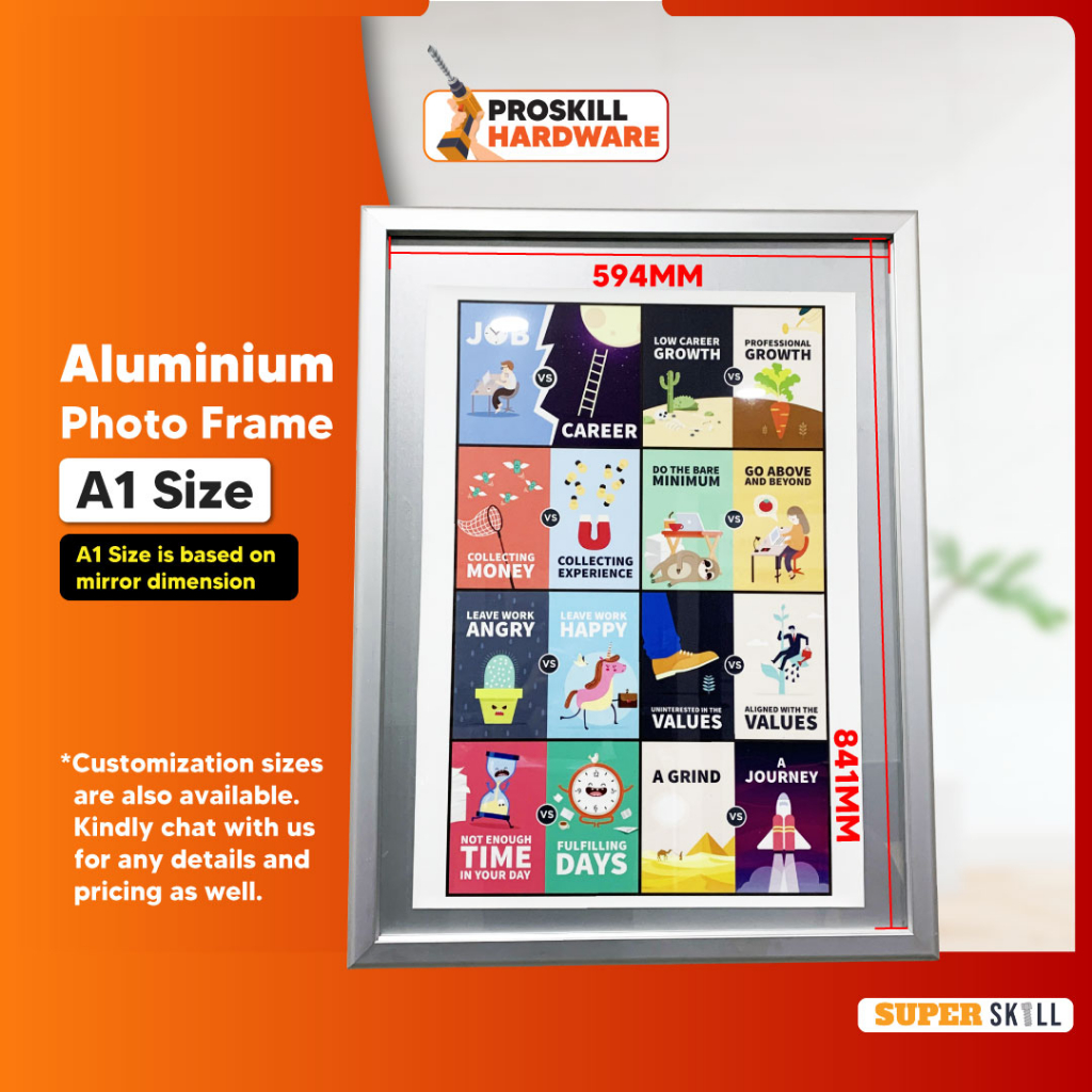 PROSKILL HARDWARE Aluminium Photo Frame A1 Poster Picture Frame ...