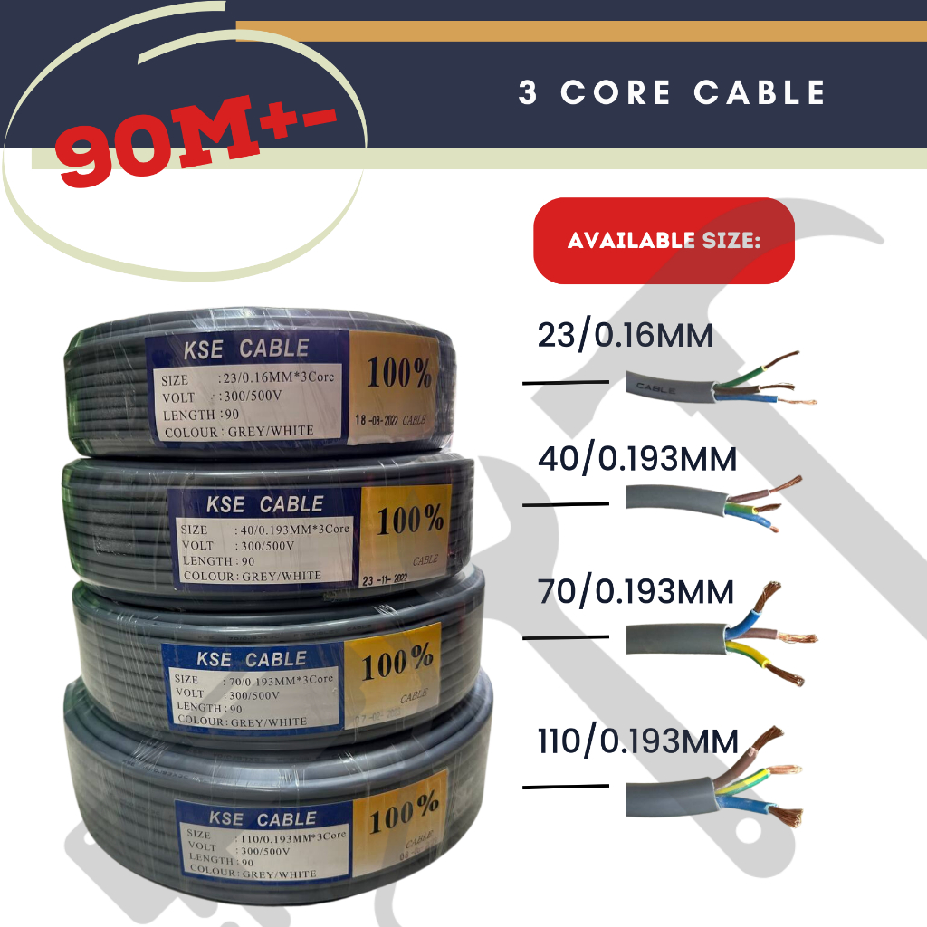 [90m±] 3 Core Flexible Cable Wire | 3 Core Cable Wire | Light Wire ...