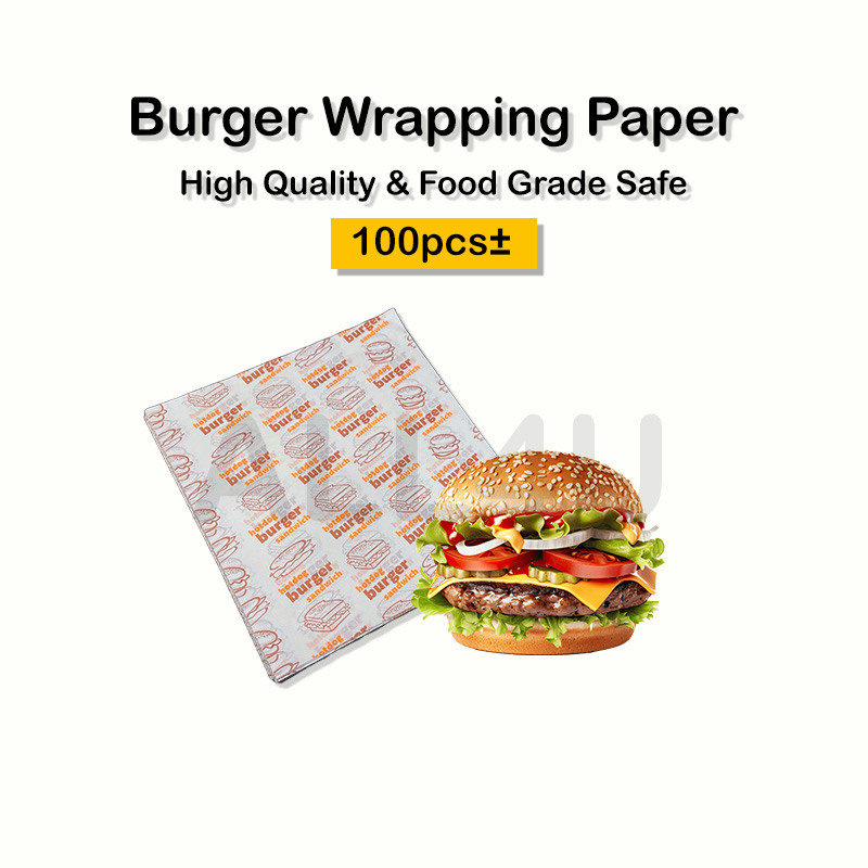 Paper Burger [100pcs±] Burger Wrapping Wrapper Sandwich Wrapper Kertas ...