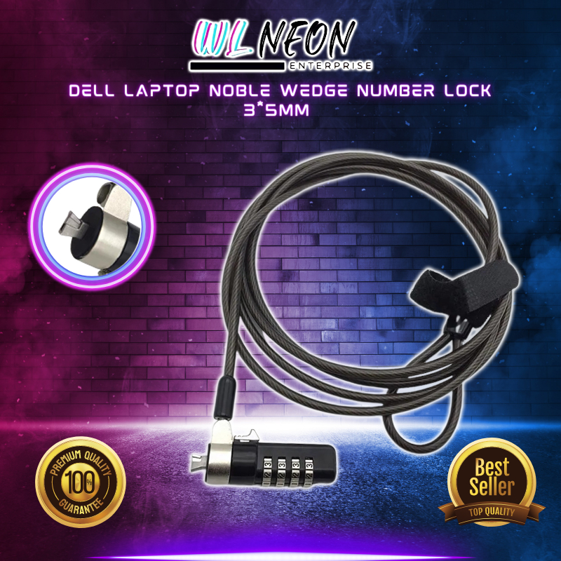 DELL NOBLE WEDGE NUMBER LOCK 3*5MM LAPTOP CABLE LOCK 1.8M | Shopee ...