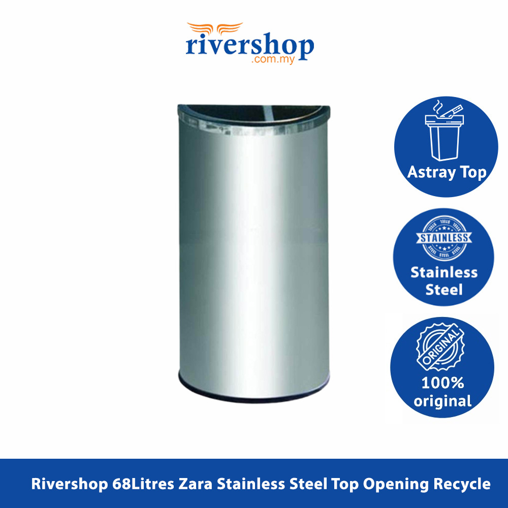 Leader 22L Stainless Steel Dustbin Semi Round Garbage Bin c/w 1/3 ...