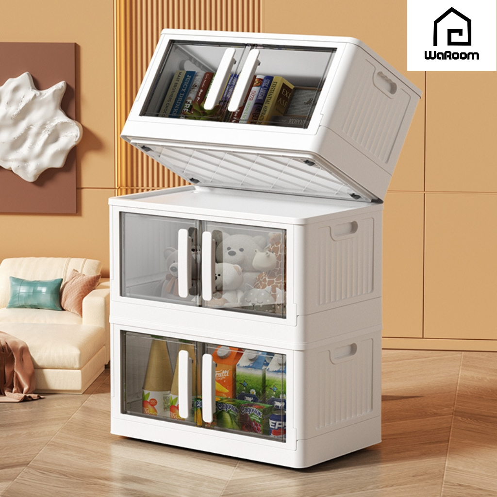1/2/3/4/5 Tiers Saving Space Double Sided Door Storage Foldable Cabinet ...