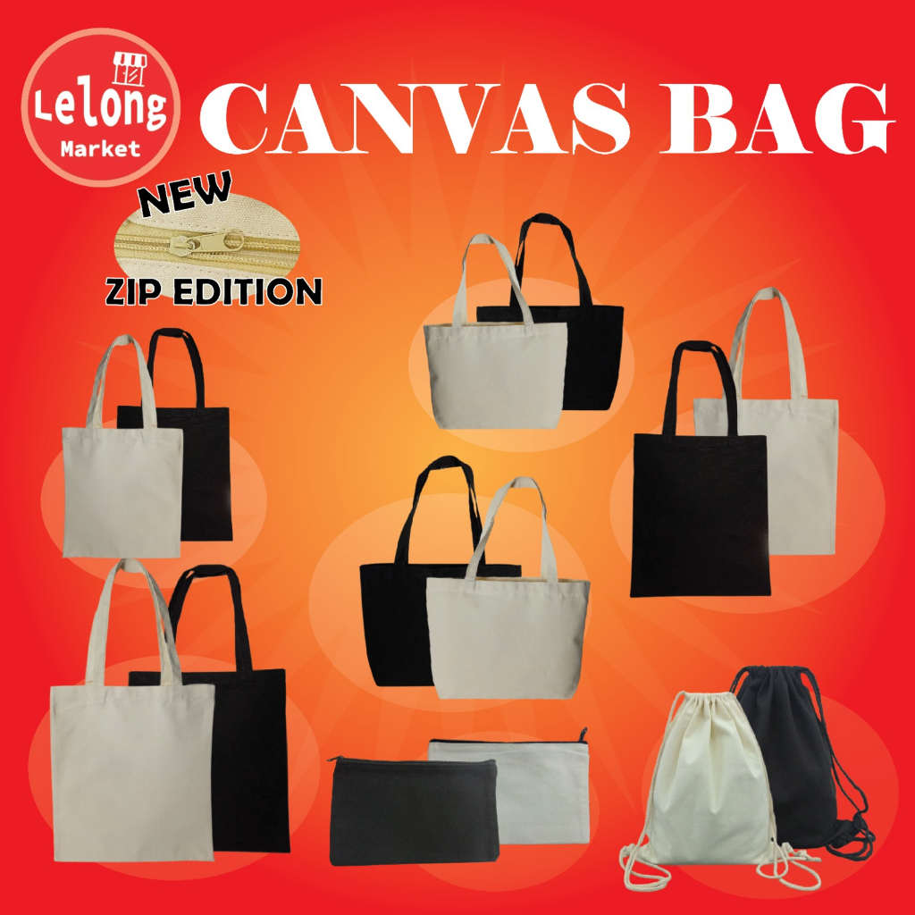 12oz Plain Canvas Bag Plain Tote Bags Cotton Student Beg Tuition Women ...
