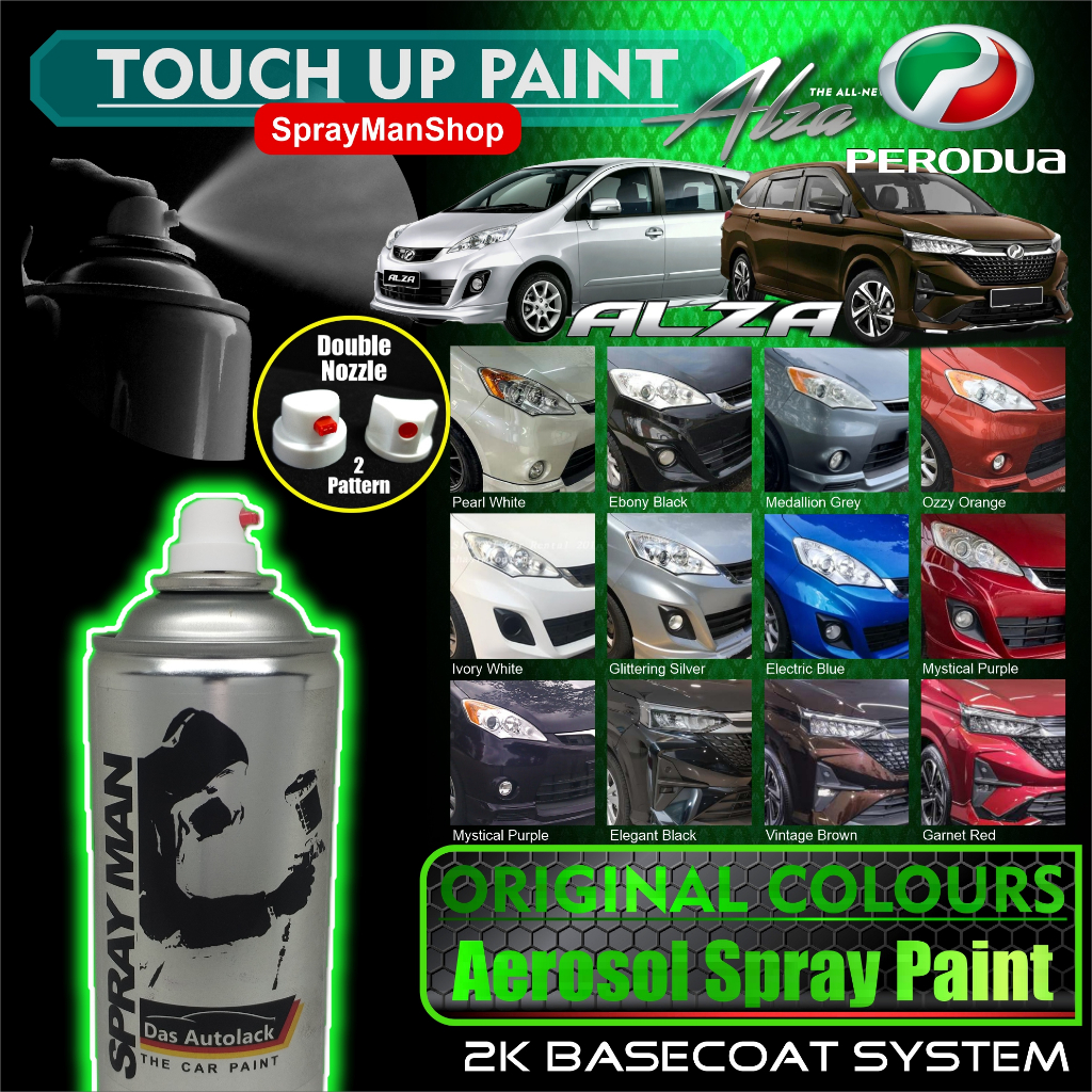 Perodua ALZA Spray Paint For Touch Up All Factory Colours 400ml (2 ...