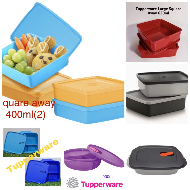 Tupperware microwaveable lunch box 1L/ square away 620ml(1pcs) | Shopee ...