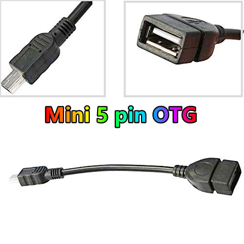USB A Female to Mini USB B 5 Pin Male Adapter Cable OTG cable (1 unit ...