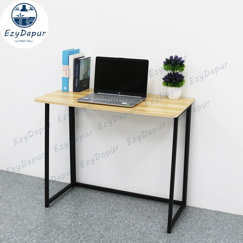 EZYD Foldable Computer Desk Space Saving Writing Desk Metal Frame Home ...