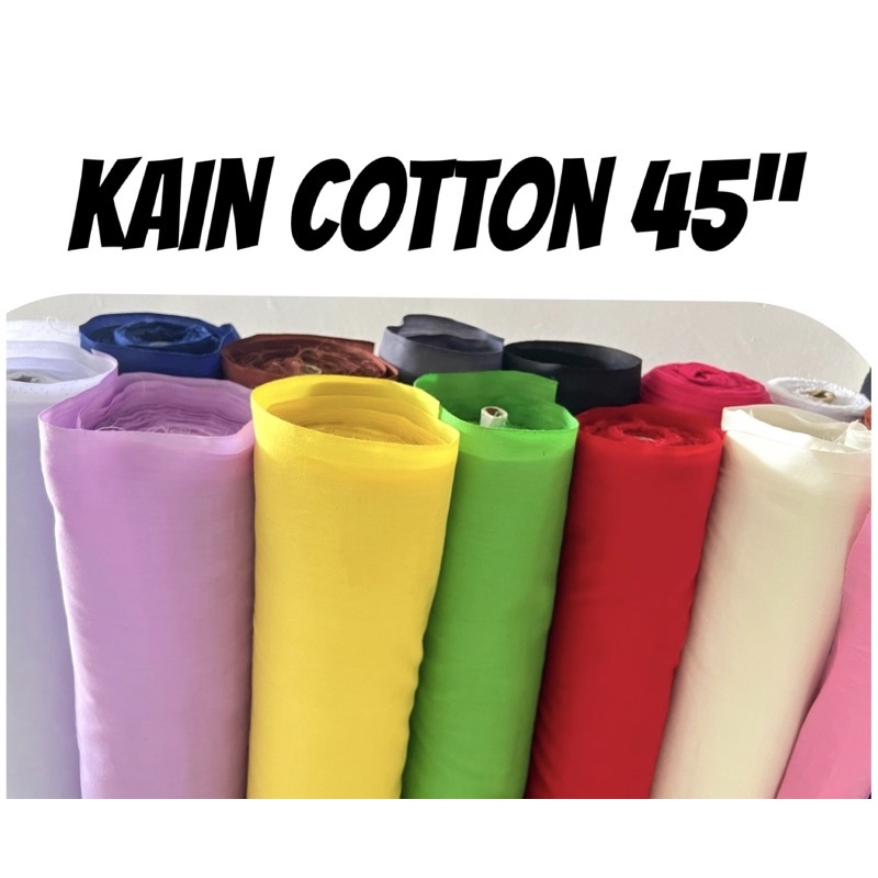 Kain Cotton TC Plain Bidang 45”/Cotton Warna Plain/Kain Cotton/Kain ...