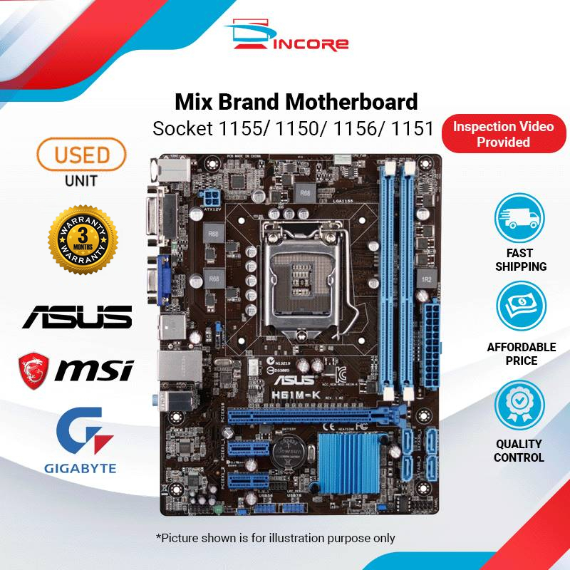 Mix Brand Socket 1155 1150 1156 1151 Motherboard H55 H61 B75 H77 Z77 ...
