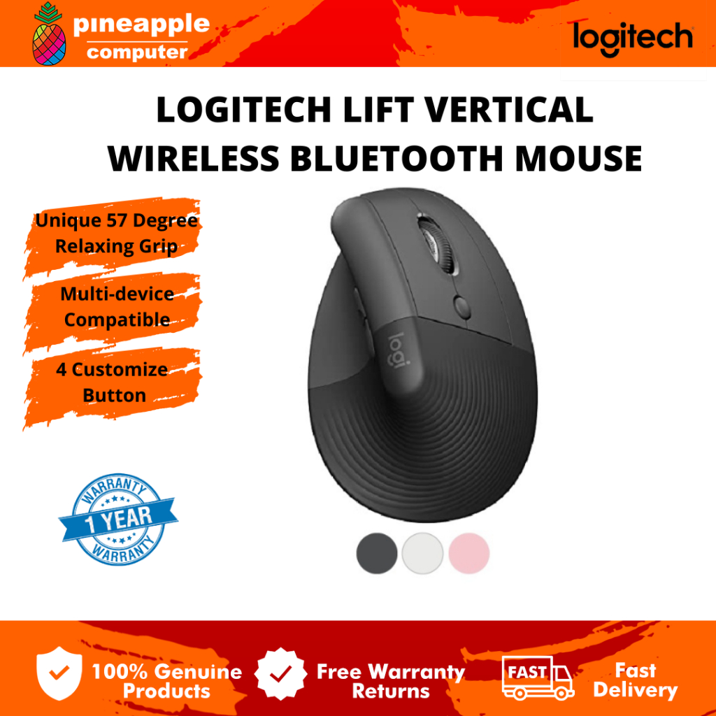 Logitech Lift Vertical Ergonomic Wireless Bluetooth Mouse | Shopee ...