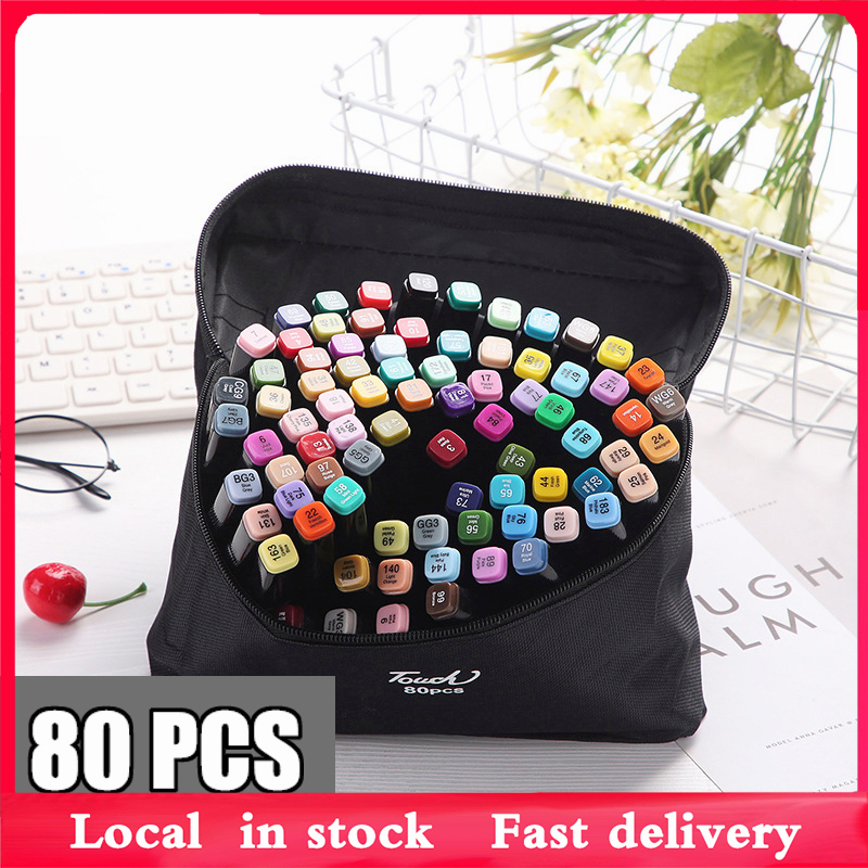 60pcs Touch Colours Graphic Art Twin Tip Marker Pen Set Color Dual Head ...