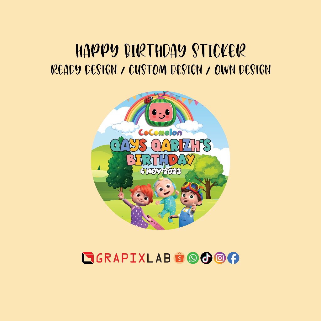 Round Happy Birthday Sticker / Selamat Hari Jadi Sticker / Sticker ...