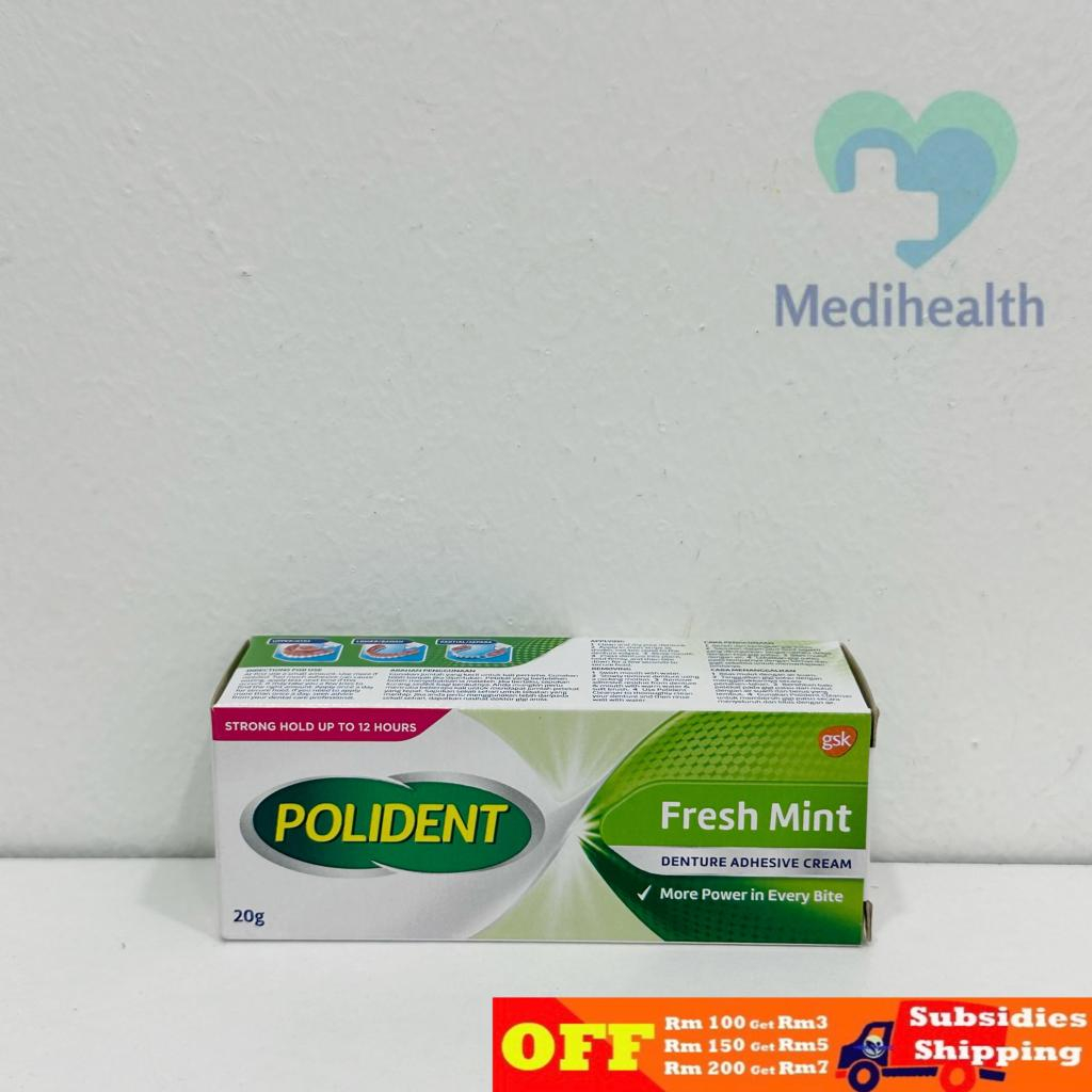 Polident Denture Adhesive Cream Flavour Free/Fresh Mint (20G) | Shopee ...