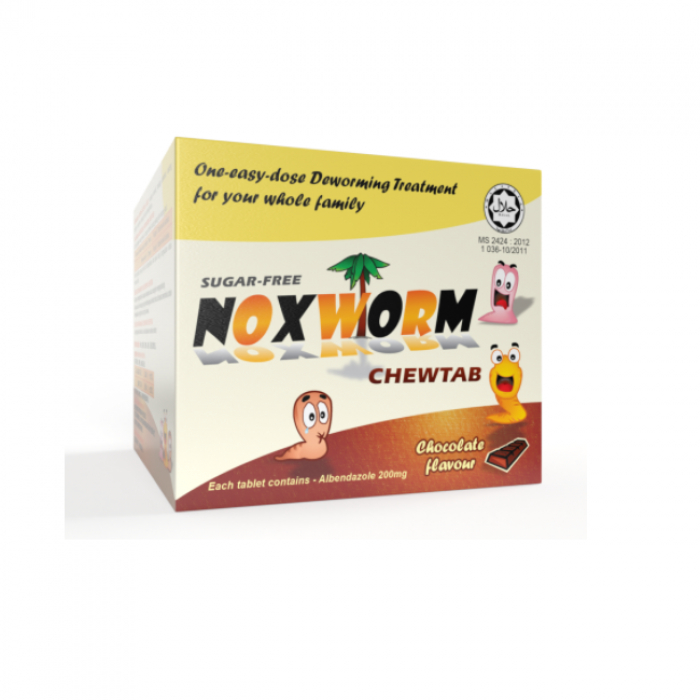 NOXWORM CHEW TAB CHOC 2SX12 Ubat Cacing Champs/Deworming Tablet/Kunyah ...