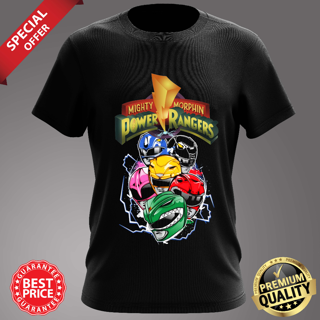 BAJU MIGHTY MORPHIN POWER RANGERS RETRO ROUND NECK T-SHIRT | Shopee ...