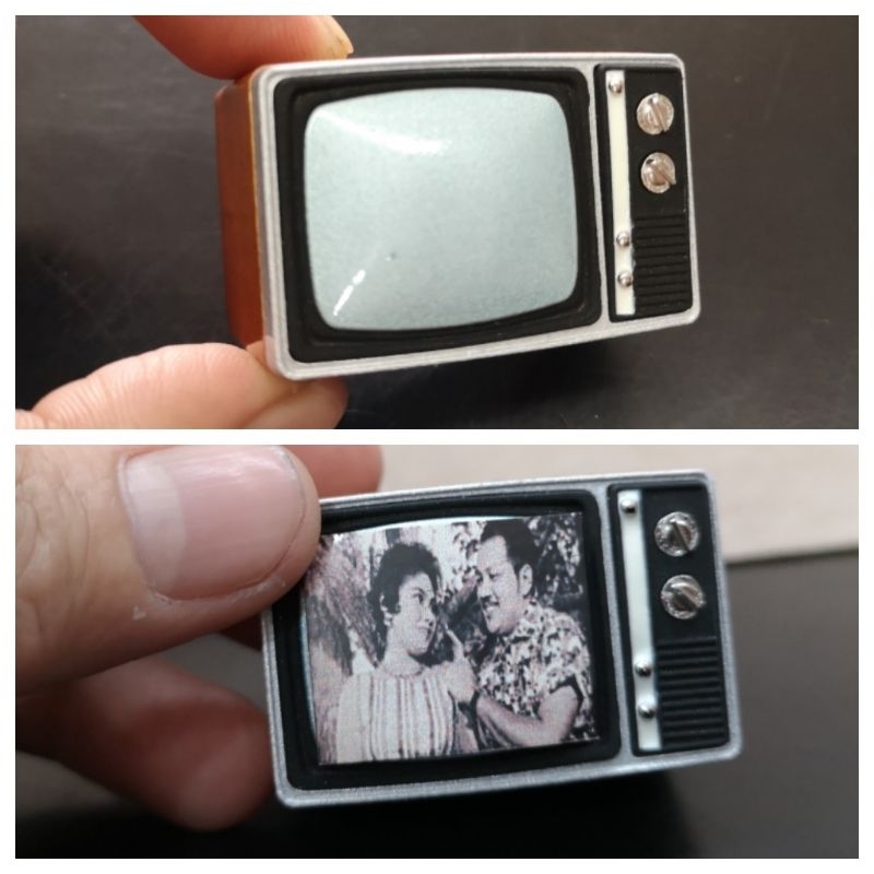 Toy Miniature old school television / Miniature television 1/12 / 娃娃屋电视 ...