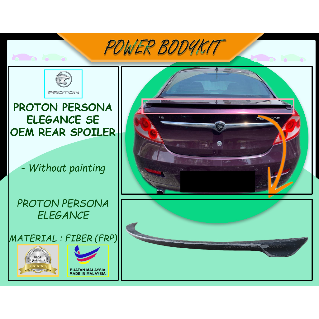 Proton Persona SE Rear Spoiler Material Fiber (FRP) | Shopee Singapore