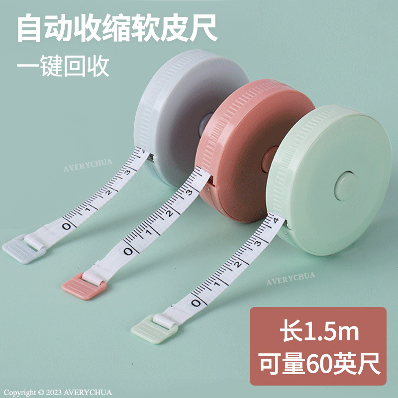 Pita Ukur 马卡龙色卷尺 Mini Measuring Tape 1.5m Candy Colour 自动伸缩型皮尺量衣可爱迷你小软尺 ...
