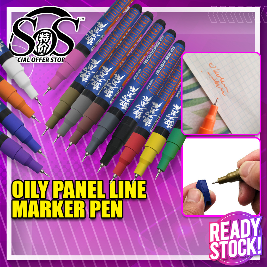 MoShi MS043 Oily Panel Line Marker Pen 0.5mm Ultra Fine Head Gundam ...