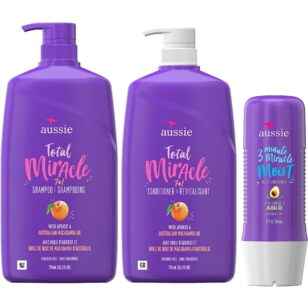 Aussie Total Miracle 7 in 1 Shampoo, Conditioner & 3 Minute Miracle ...