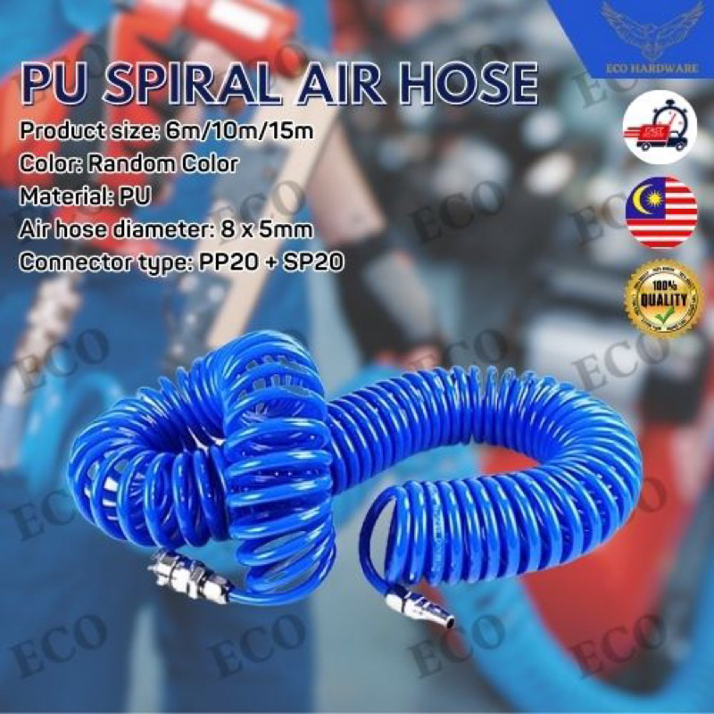 PU Air Hose Spiral Recoil Flexible Air Pipe Polyurethane Pneumatic ...