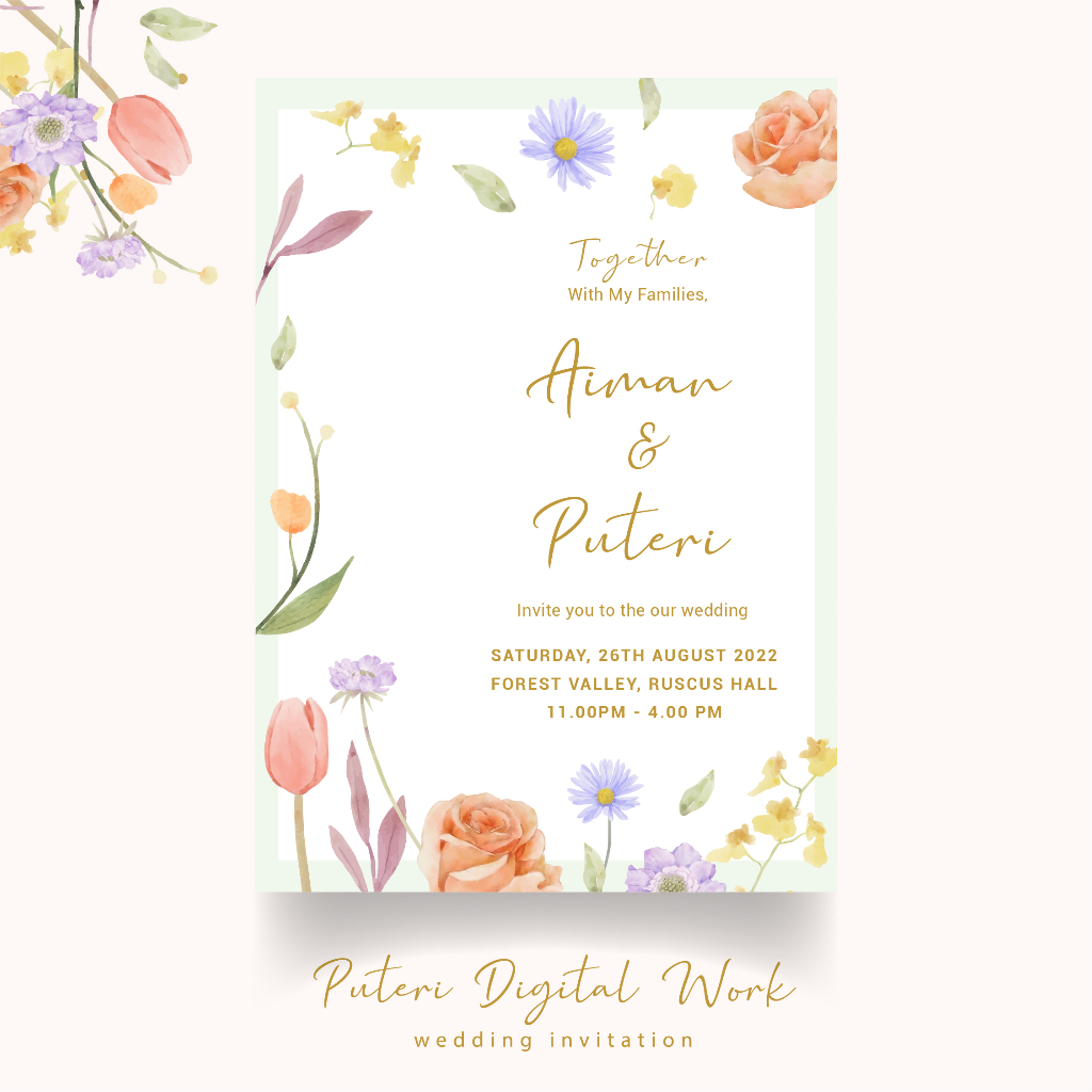 Kad Kahwin | Kad Jemputan | Invitation Card | Wedding Card A6 | Digital ...