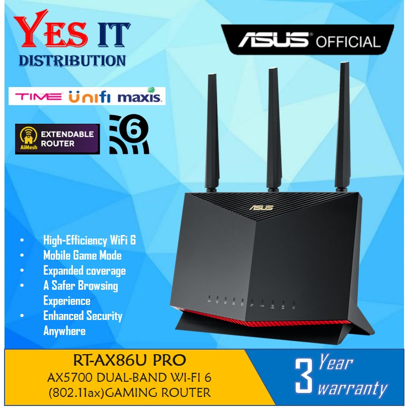 ASUS RT-AX86U Pro AX5700 Dual Band WiFi 6 Gaming Router (replace RT-AX86U ) | Shopee Singapore