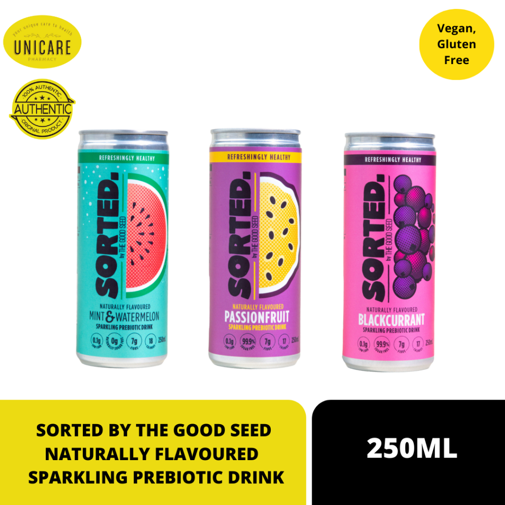 SORTED BY THE GOOD SEED NATURALLY FLAVOURED SPARKLING PREBIOTIC DRINK ...