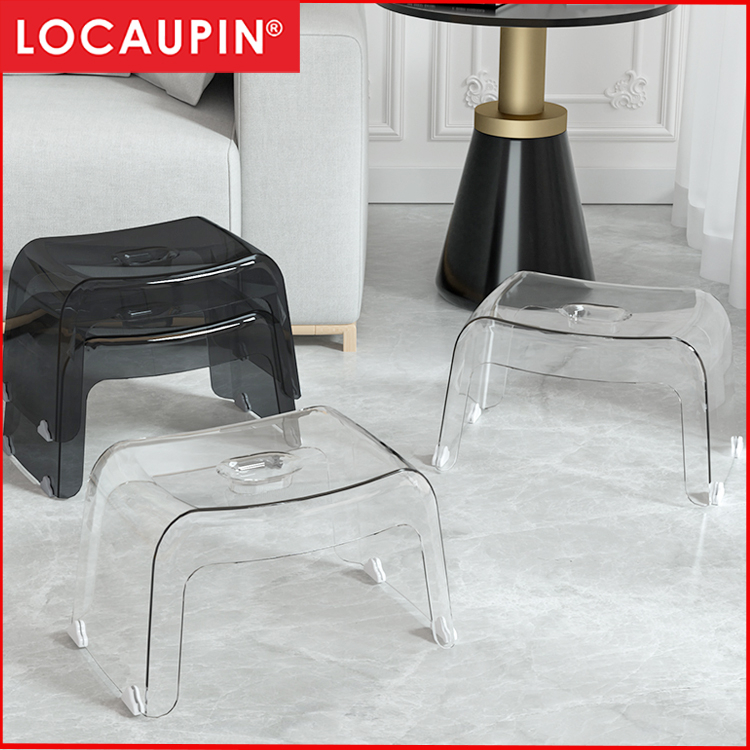 Locaupin Step Stool Clear Foot Stool Bathroom Shower Stool Used as ...