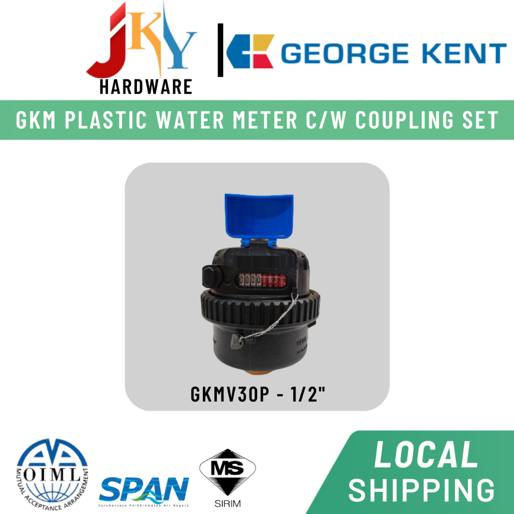 George Kent GKMV30P 1/2" Plastic Water Meter with Couplings Sets / GKM ...