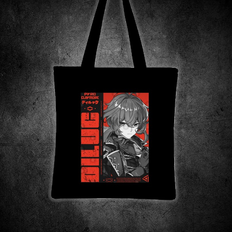 GENSHIN IMPACT DILUC PYRO CLAYMORE anime Printed tote bag canvas ...