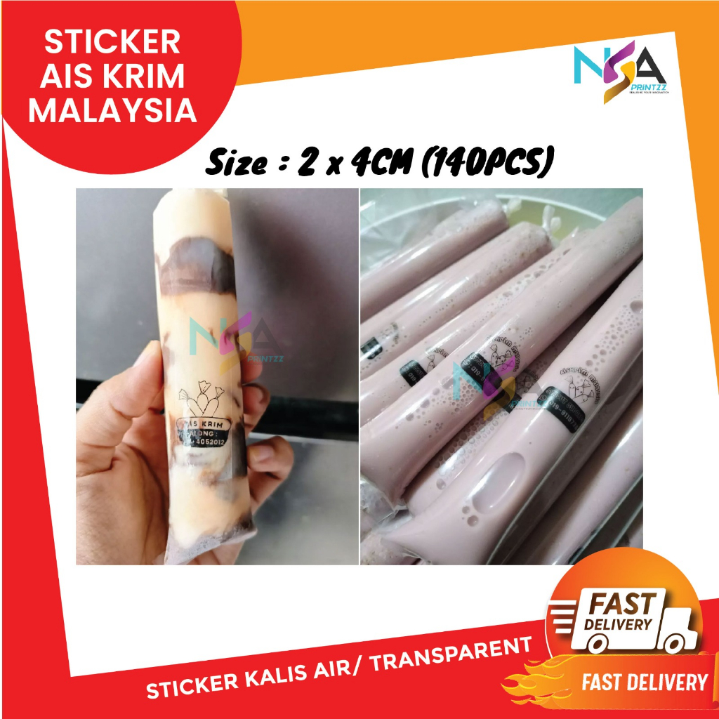 140pcs Sticker Ais Krim Ikat Ice Cream Simpul Stiker Eskrim Stick Cop ...