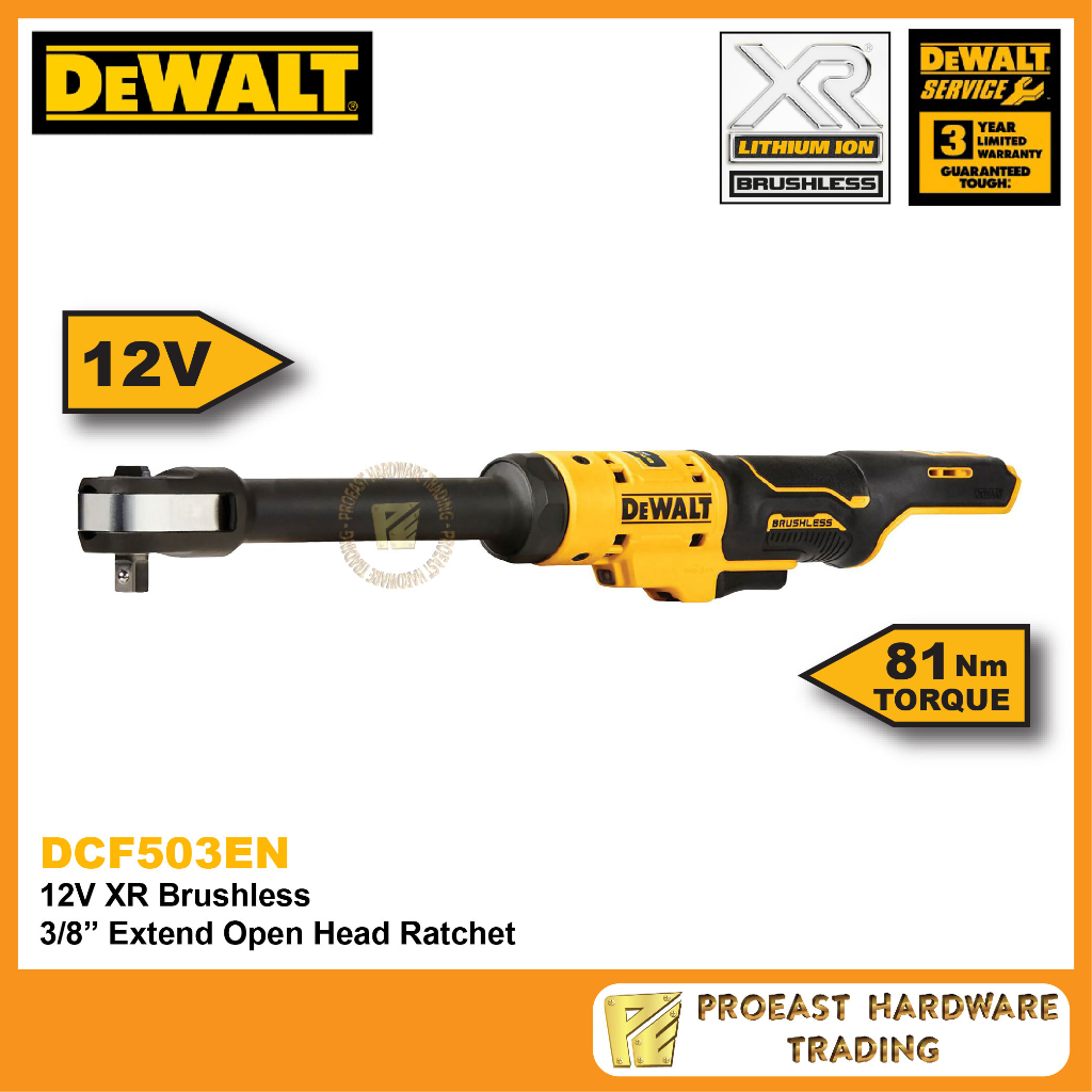 DEWALT - [DCF503EN-XJ] 12V XR Brushless 3/8" Extended Open Head Ratchet ...