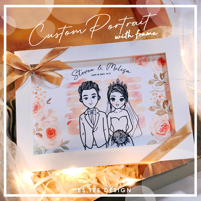 Custom portrait drawing photo frame wall frame personalised ...