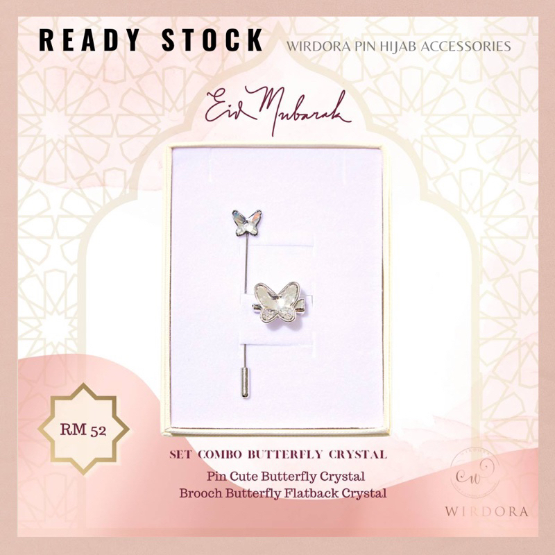 APRIL - SET COMBO BUTTERFLY CRYSTAL TUDUNG PIN HIJAB PIN KERONGSANG ...