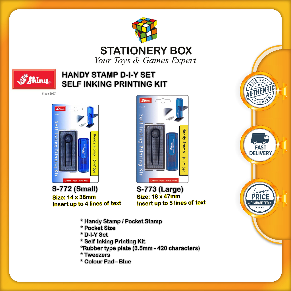 Shiny Handy Stamp / Pocket Stamp Self Inking Printing Kit DIY Set ...