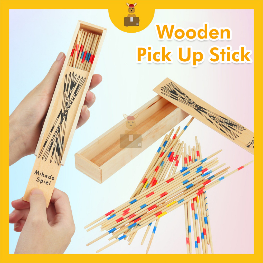Wooden Pick Up Stick Colorful Traditional Game Plastic Pick-Up Sticks ...