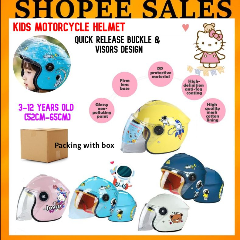 Helmet Motorcycle for Big Kid Half Face Plain Colour Topi Keledar Kanak ...