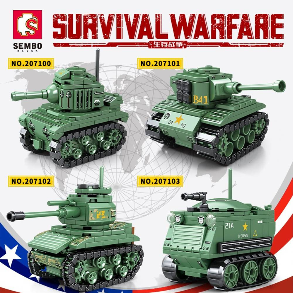 Sembo Block 207100 - 207103 Warfare Survival Military Tank Soldier Army ...