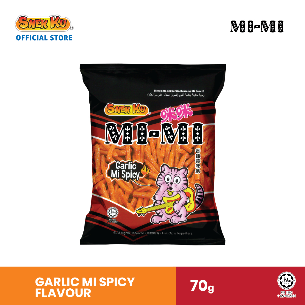 Snek Ku Mimi Garlic Mi Spicy Flavoured Snacks (70g) | Shopee Singapore