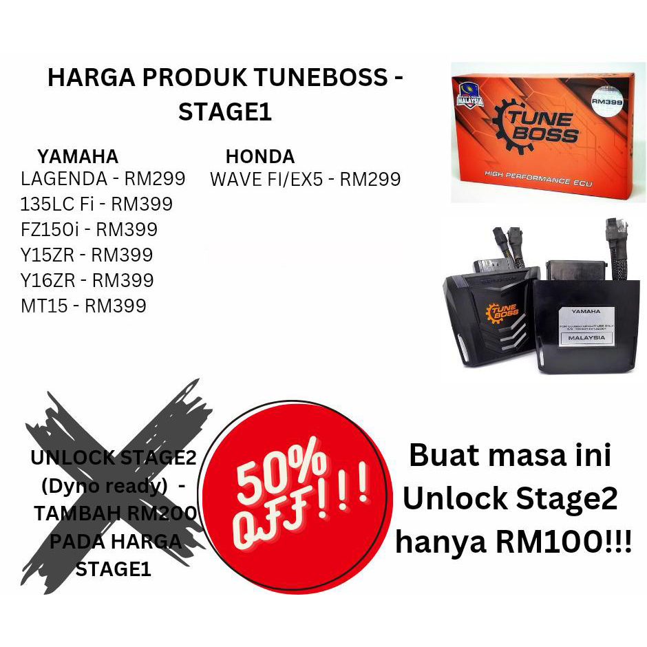 ECU TUNEBOSS TUNE BOSS Y15 V1, Y15 V2, FZ150i 2016, LC135 Fi, MT15, Y16 ...