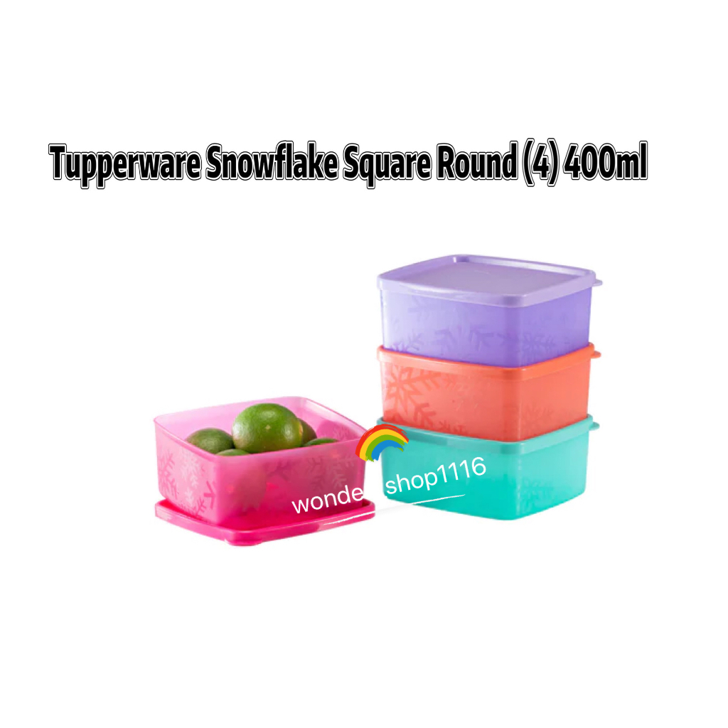 Tupperware Snowflake Square Round 400ml 1set(4pcs) | Shopee Singapore