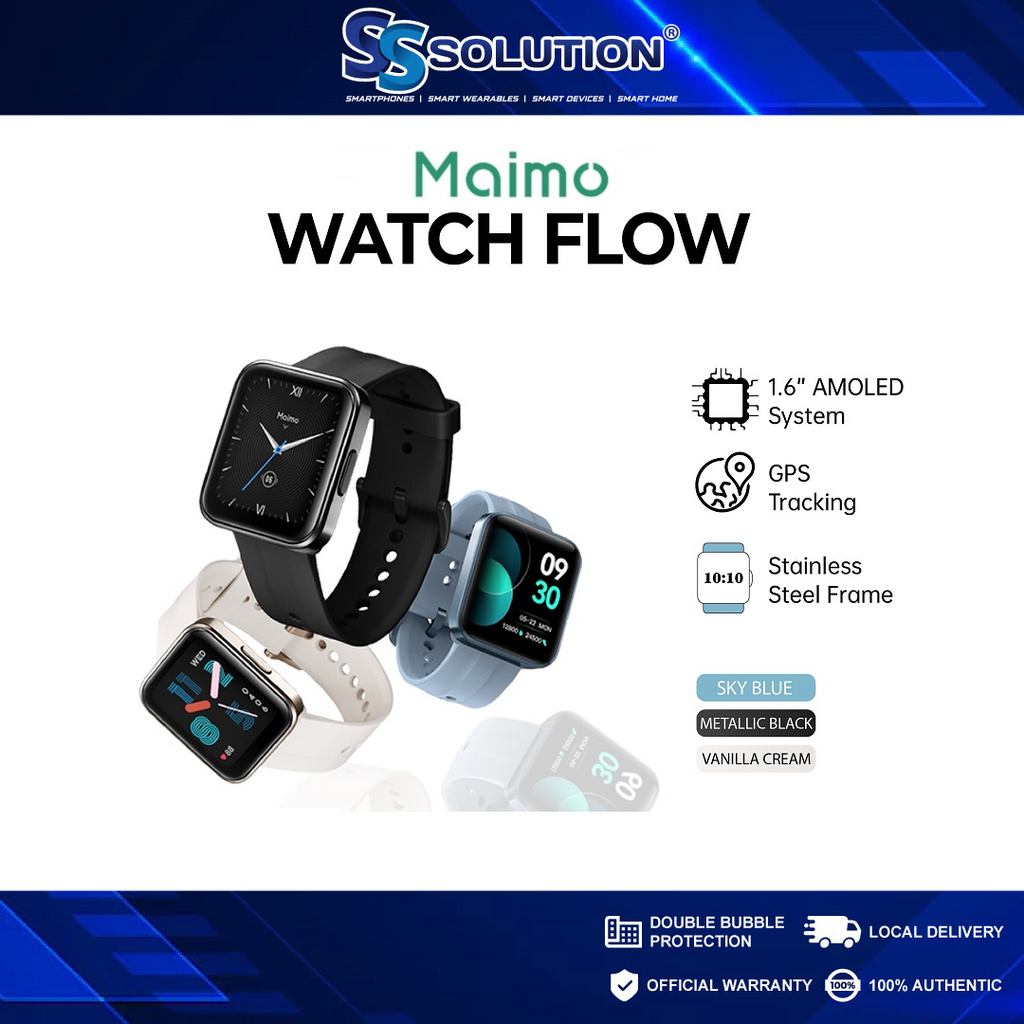 Maimo Watch Flow Amoled Stainless Steel GPS Always-On-Display 5 ATM ...