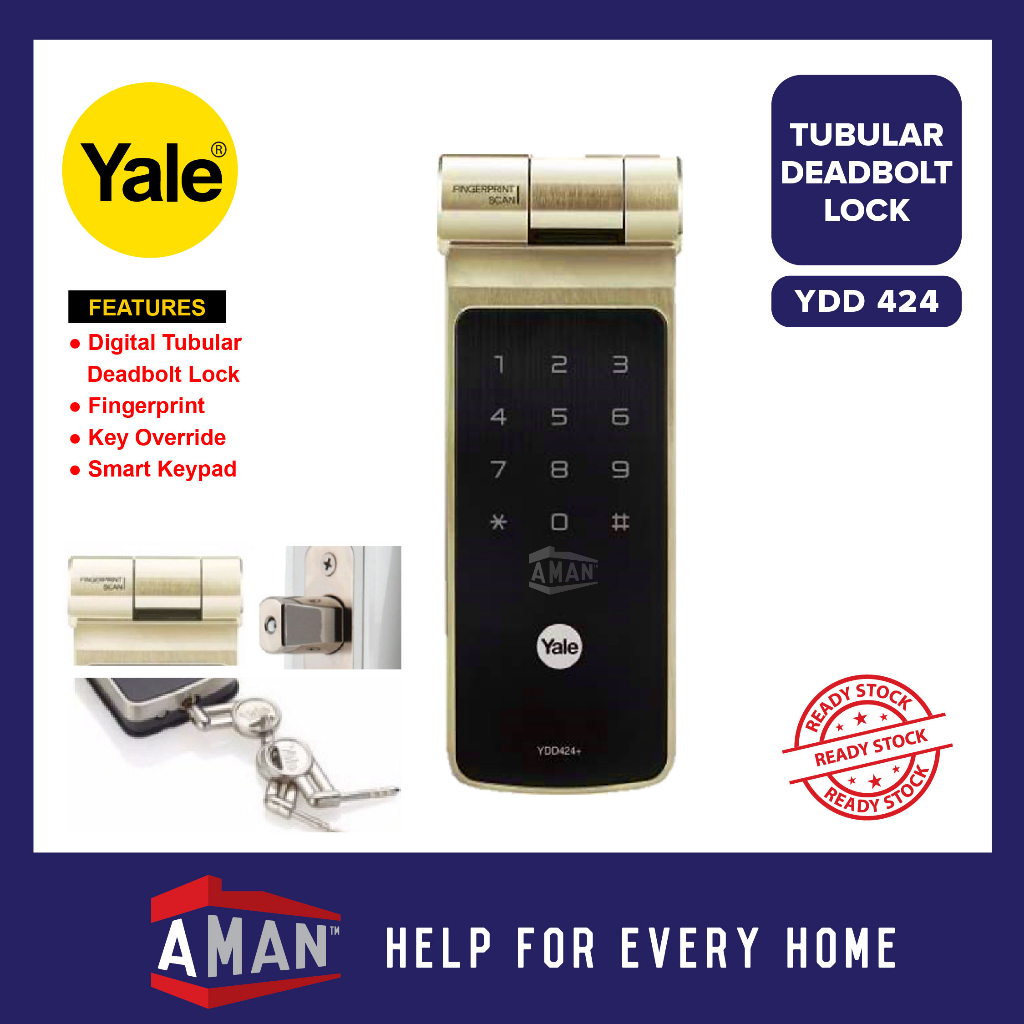 YALE Intelligent Biometric Tubular Deadbolt Fingerprint Smart Digital ...