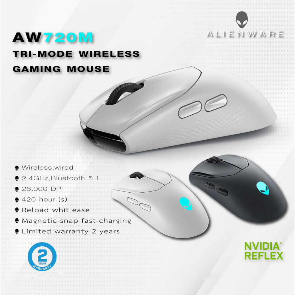 Alienware AW720M Tri-Mode RGB Wireless Gaming Mouse with 26000 DPI (New ...