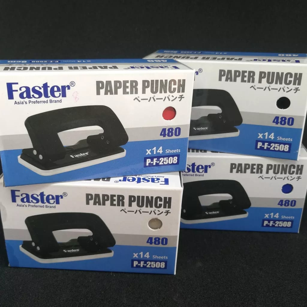 FASTER 2 Hole Paper Punch / Penebuk Lubang P-F-2508 (Random Colour ...