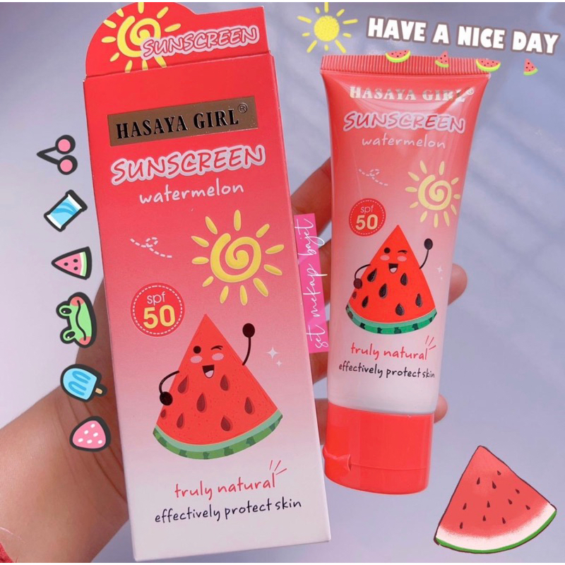 WATERMELON SUNSCREEN SPF 50++ by HASAYA GIRL AUTHENTIC | Shopee Singapore