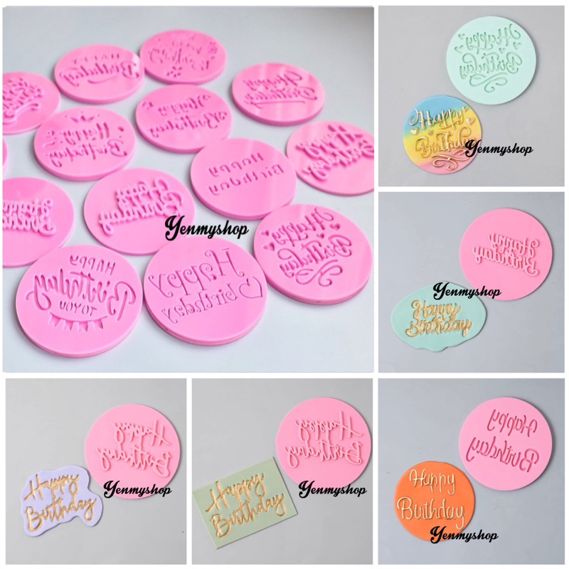 Happy Birthday Wording Mould Embossed Chocolate Fondant Mold Birthday ...